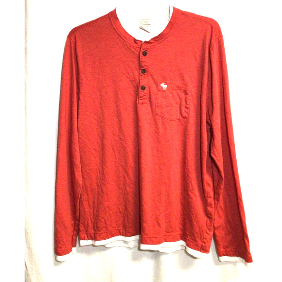 Abercrombie & Fitch | Shirts | Mens Shirt Abercrombie Sz L Long Sleeve Henley Red | Poshmark